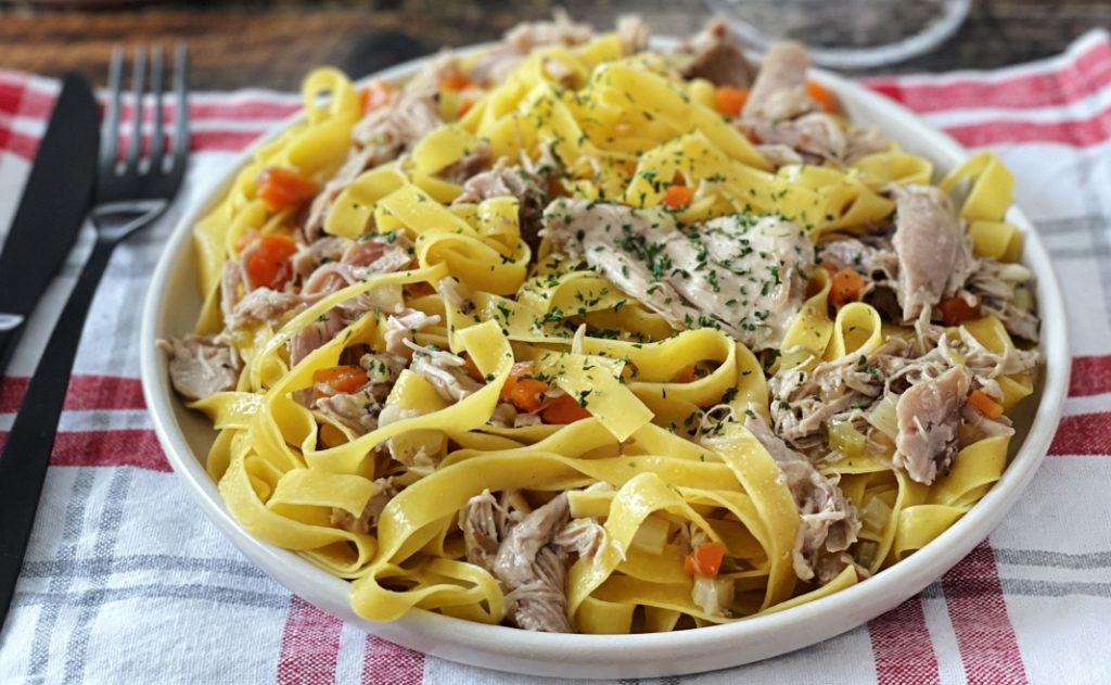 Braised and Pulled Turkey Pasta – Think Turkey