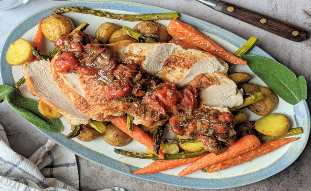 Pan-Roasted Turkey Breast with Tomato Herb Sauce – Think Turkey