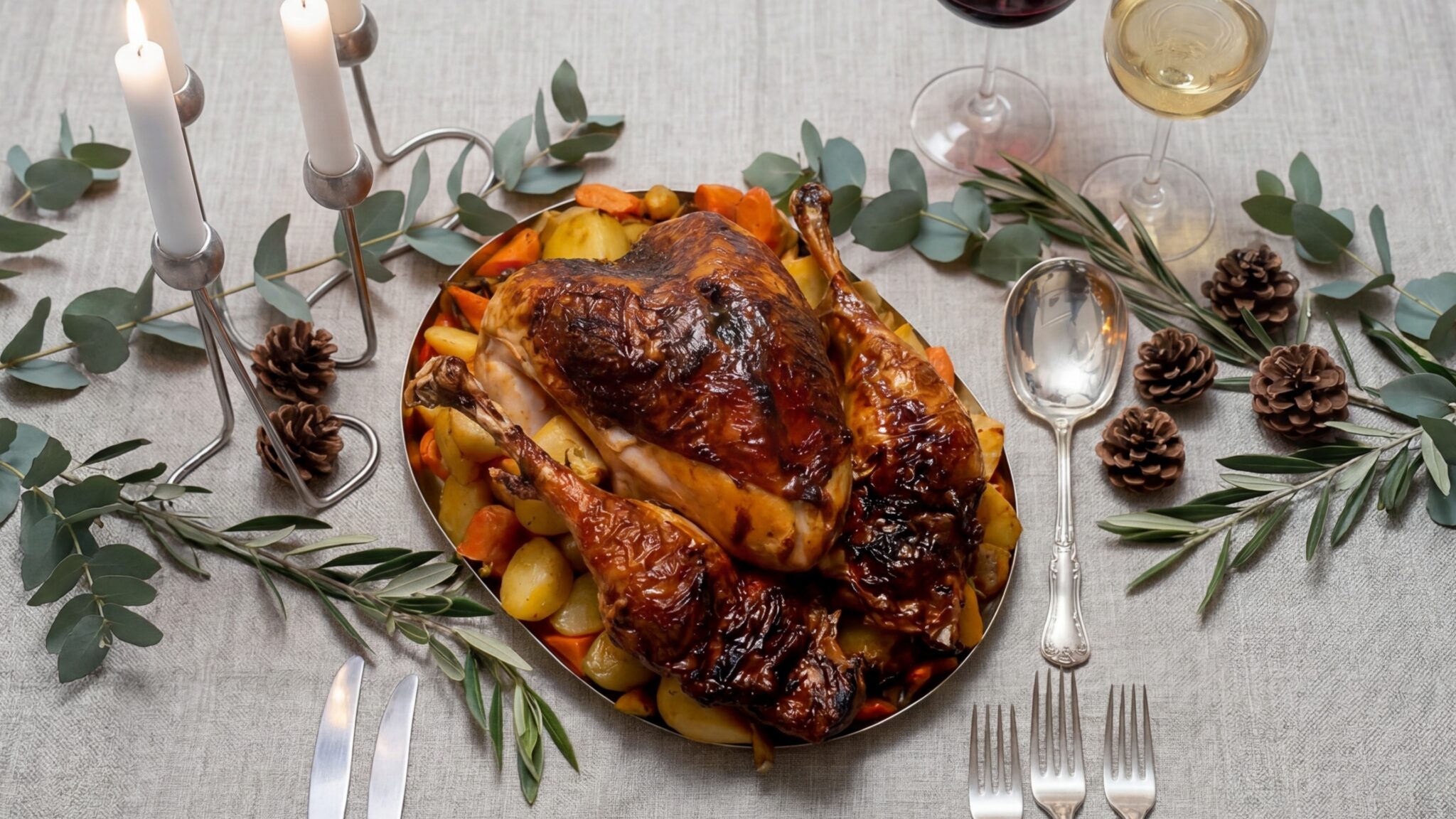 Whole Turkey Roasted With Vegetables in a Mushroom Sauce – Think Turkey